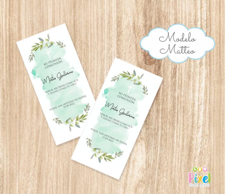 Estampita imprimible Modelo Matteo | Pixel Diseño Gráfico